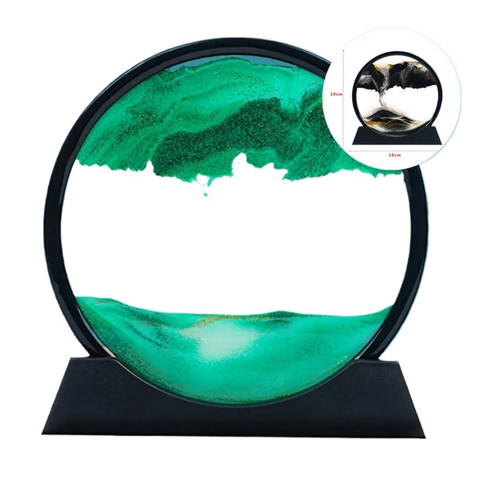 1Piece 3D Hourglass Quicksand Moving Sand Art Picture Round Glass Deep ...