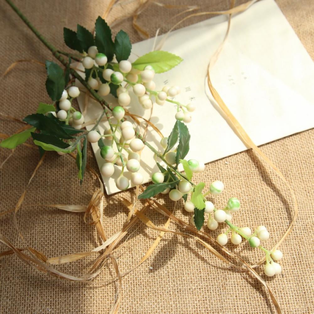 1Piece Artificial White Berry Stems, 27.5 Inch Burgundy Red Berry Picks ...
