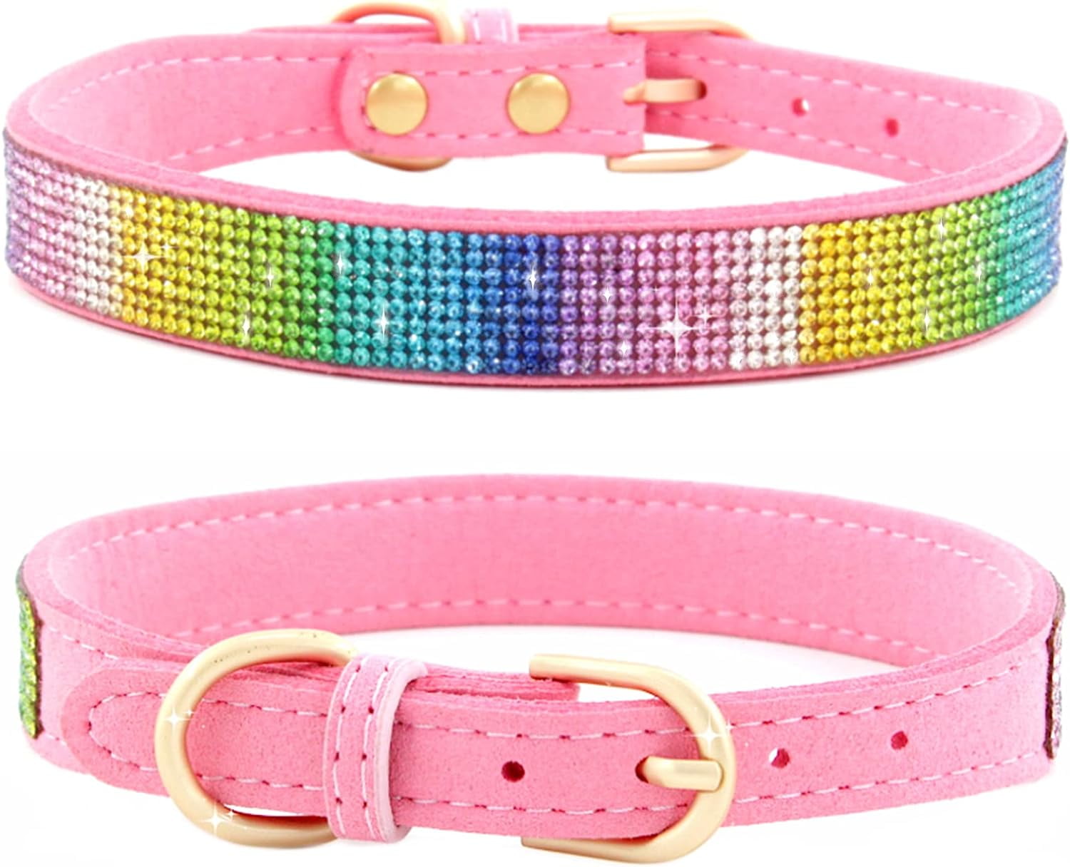 1Piece Rhinestone Dog Collar Soft Velvet Leather Cat Collars Cute ...