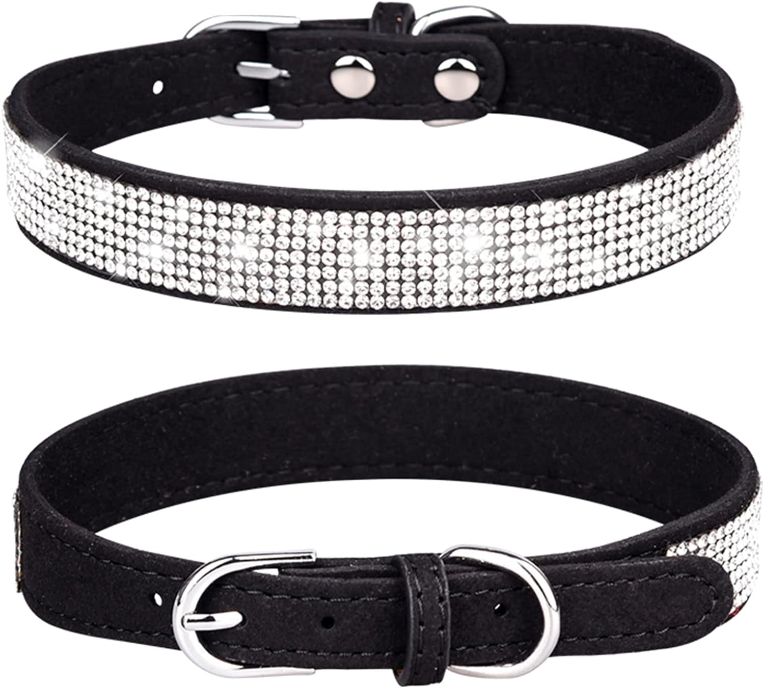 1Piece Rhinestone Dog Collar Soft Velvet Leather Cat Collars Cute ...