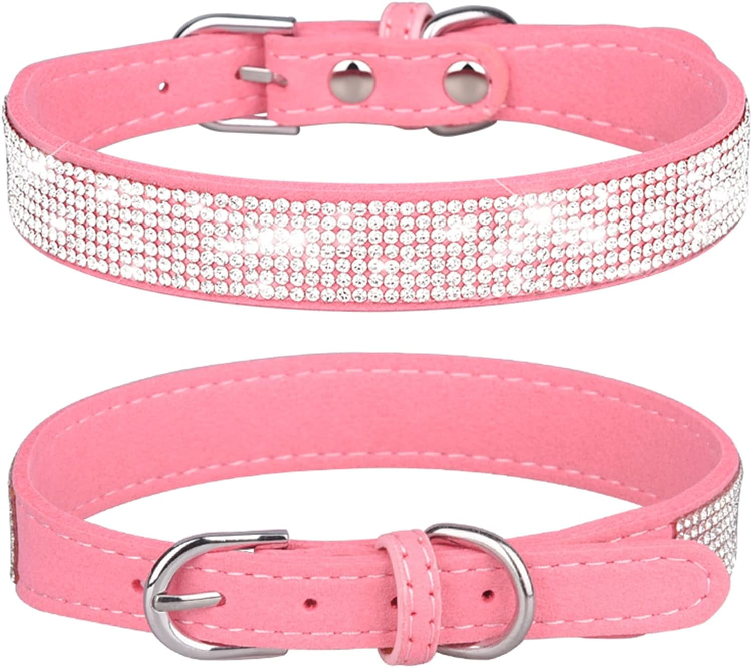 1Piece Rhinestone Dog Collar Soft Velvet Leather Cat Collars Cute ...
