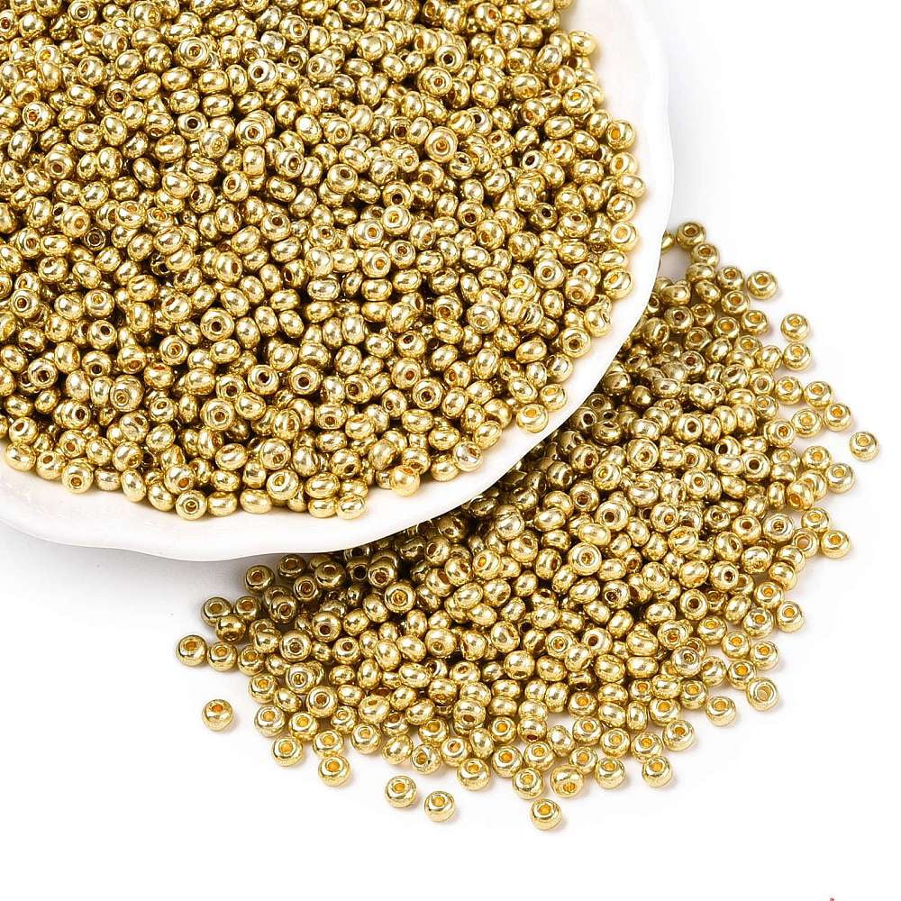 1Pound FGB 8/0 Grade A Round Glass Seed Beads Dyed Goldenrod 3x2mm Hole ...