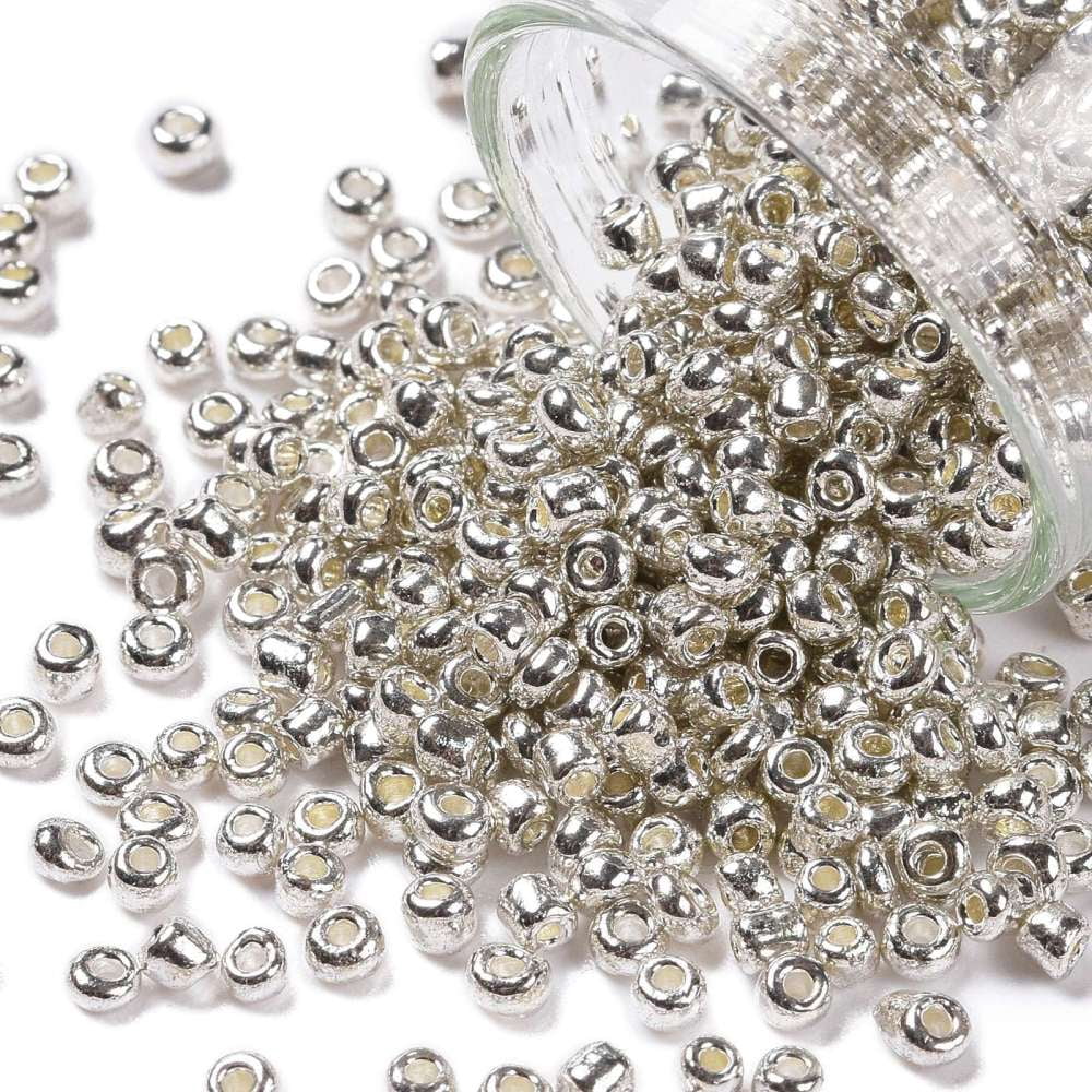 1Pound Glass Seed Beads Dyed Colors Round Silver Size: 2mm in diameter ...