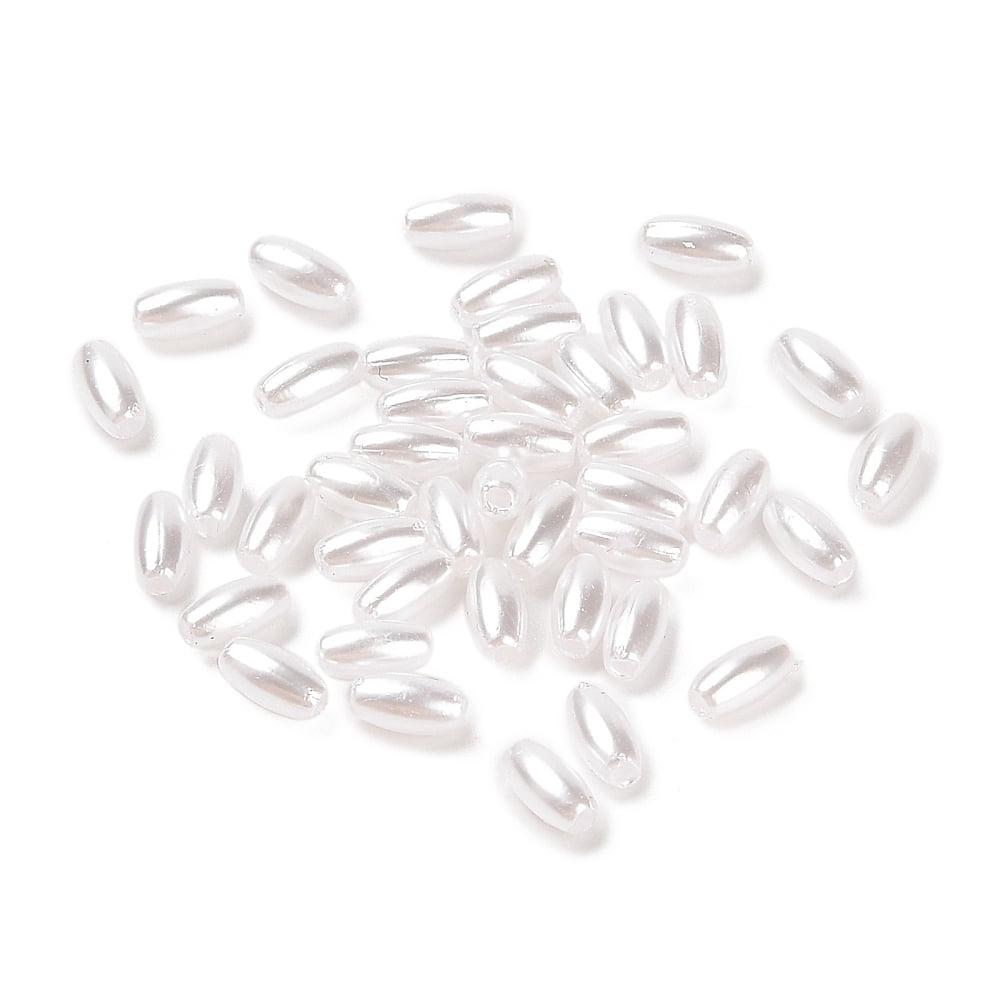 1Pound Plastic Imitation Pearl Beads Oval White 8x4mm Hole: 1mm about ...