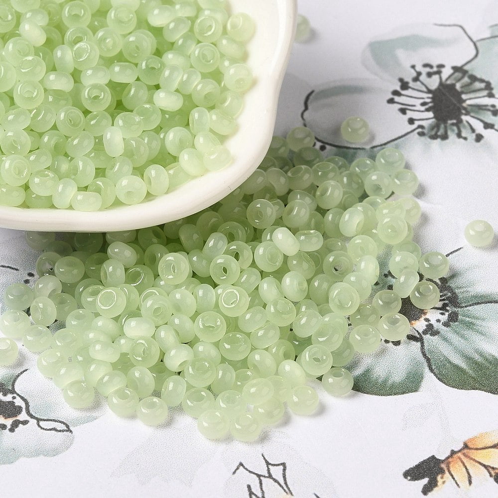 1Pound Transparent Colours Glass Seed Beads Rondelle Light Green 6/0 ...