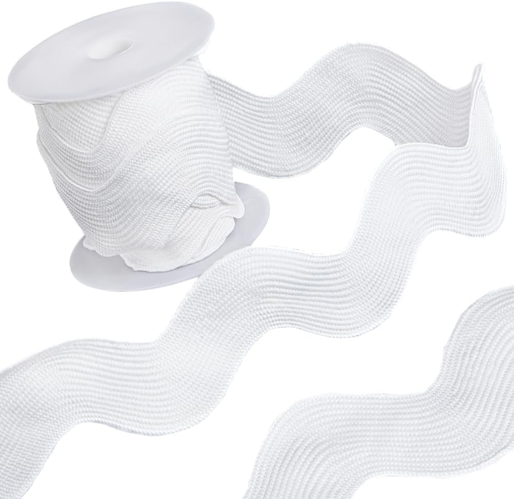 1Roll 1-3/8 inch White RIC Rac Trim Ribbon 5Yards Rick Rack Wave Sewing ...