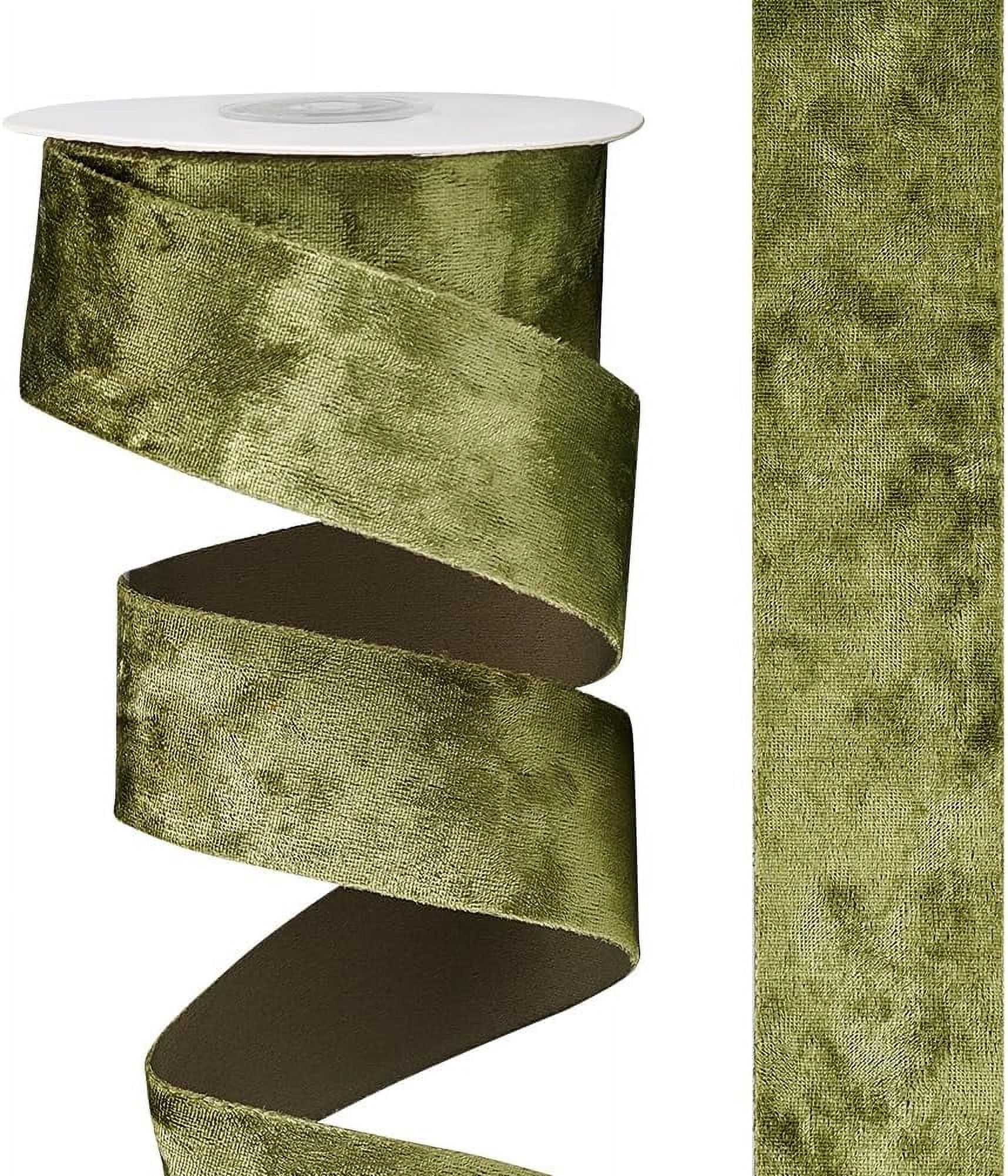 1Roll 10 Yards Single Face Velvet Ribbons 1-1/2'' Wide Christmas Velvet ...