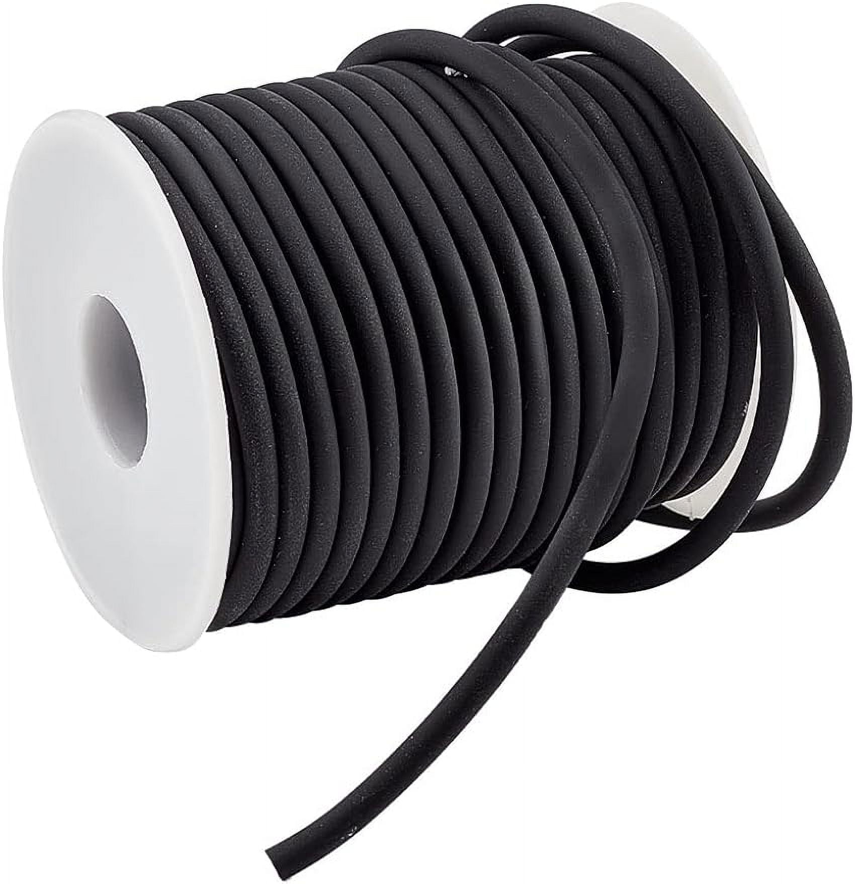 1Roll 16.4 Yards/15m Solid Rubber Cord 4mm Black White Plastic Rope ...