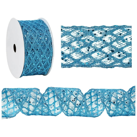 1Roll 2.5 Inch Valentines Day Glitter Mesh Wired Ribbon for Wedding ...