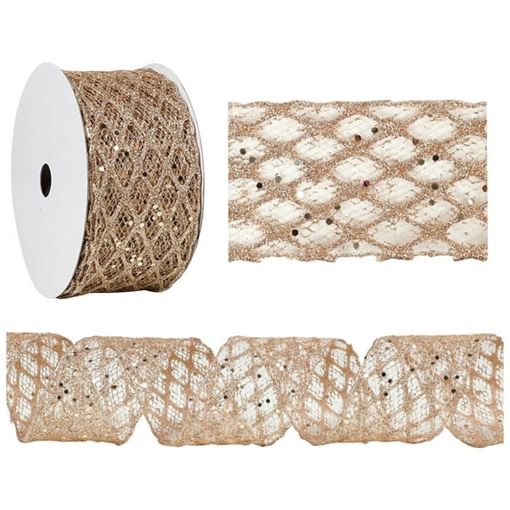 1Roll 2.5 Inch Valentines Day Glitter Mesh Wired Ribbon for Wedding ...