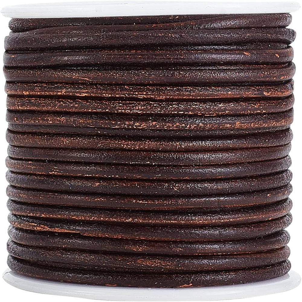 1Roll 21.9 Yards Genuine Round Leather String Cord 3mm Rope for Saddle ...
