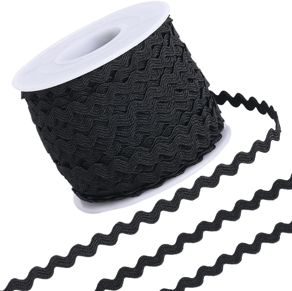 1Roll 25Yards RIC Rac Trim Ribbon Black Rick Rack 0.12 inch Wave Sewing ...