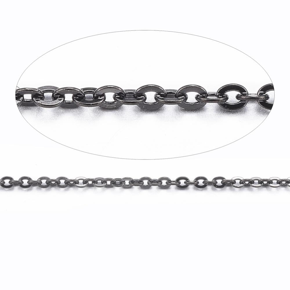 1Roll 304 Stainless Steel Cable Chains Soldered with Spool Flat Oval ...