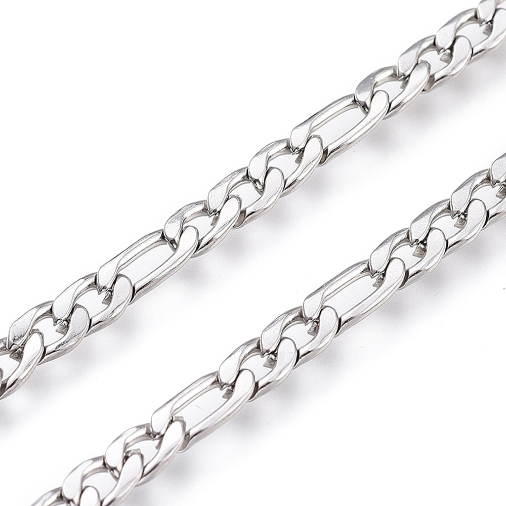 1Roll 304 Stainless Steel Figaro Chain with Spool Unwelded Stainless ...
