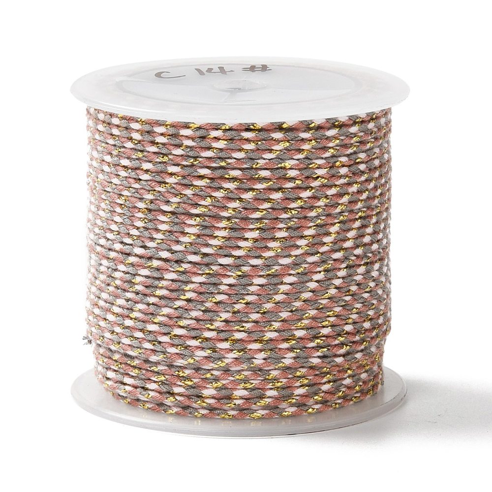 1Roll 4-Ply Polycotton Cord Handmade Macrame Cotton Rope with Gold Wire ...