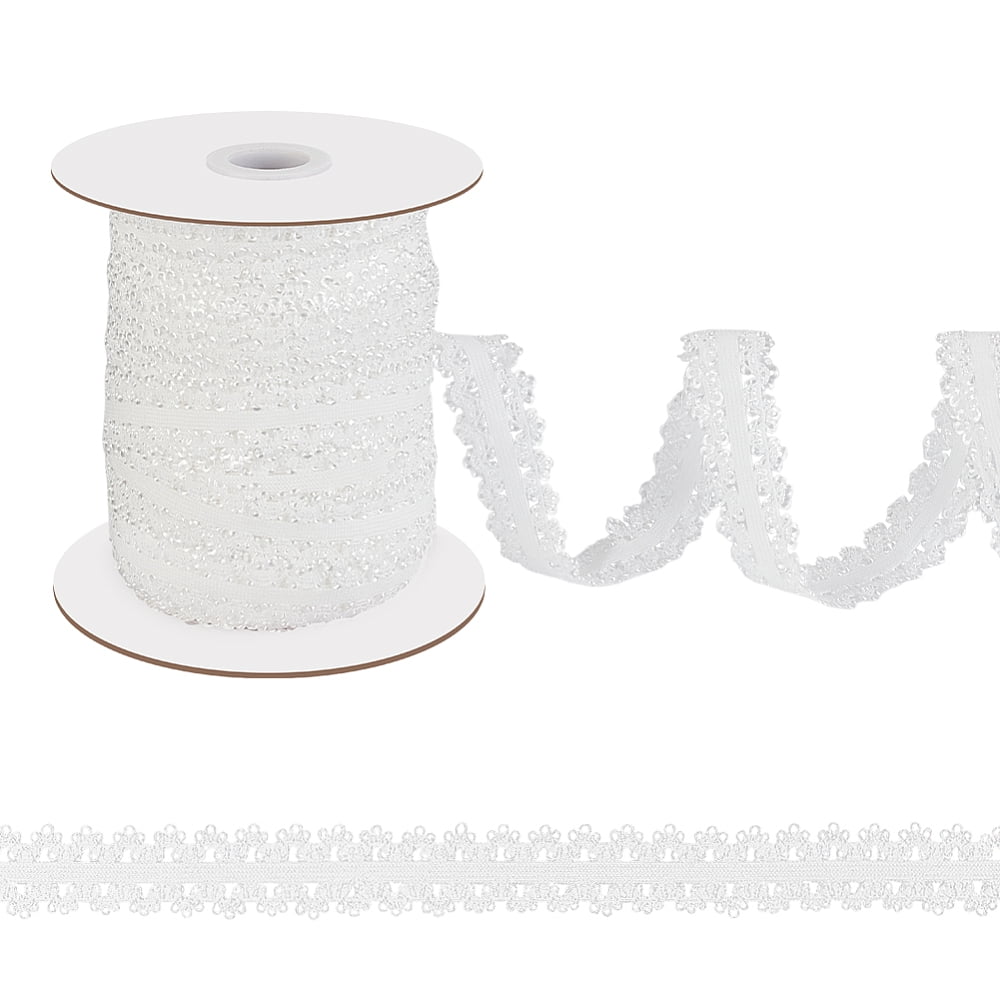1Roll 40M Nylon Elastic Double Edged Picot Lace Ribbons Crown Trimming ...