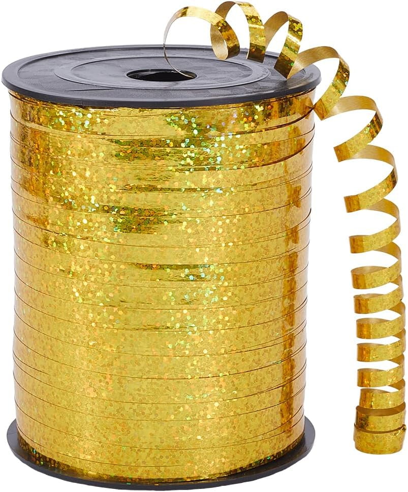 1Roll 500 Yards 3/16" Curling Ribbon Balloon Ribbon Gold Shiny Glitter ...