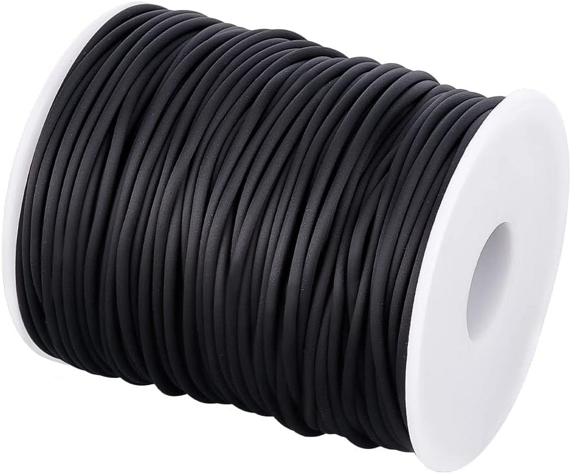 54.68 Yards Solid Rubber Cord 2mm Black Plastic Rope Rubber Tubing Cord ...