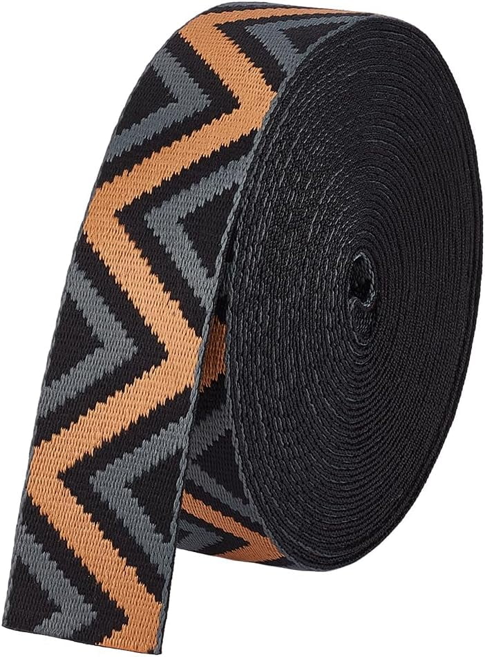 1Roll 9.5 Yards Ethnic Style Polyester Ribbon Jacquard Ribbon Sandy ...