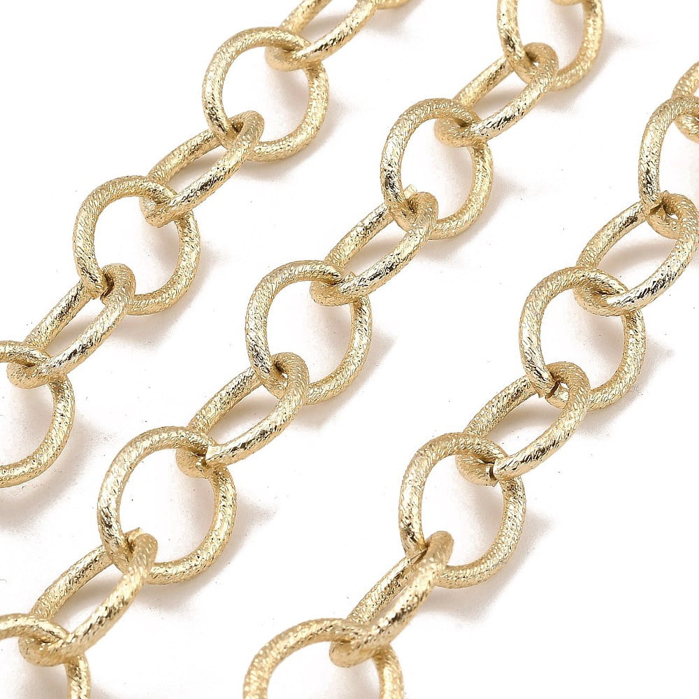 1Roll Aluminium Cable Chains Texture Unwelded with Spool Light Gold ...