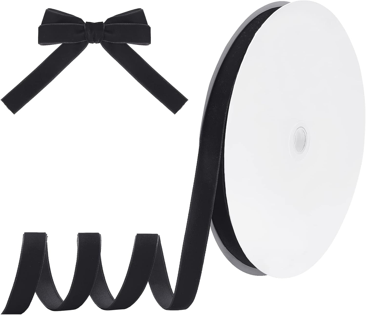 1Roll Chinlon Ribbon Single Face Flocky Flat Black 15~17mm 25 yards ...