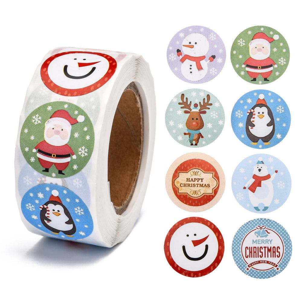 1Roll Christmas Roll Stickers 8 Different Designs Decorative Sealing ...