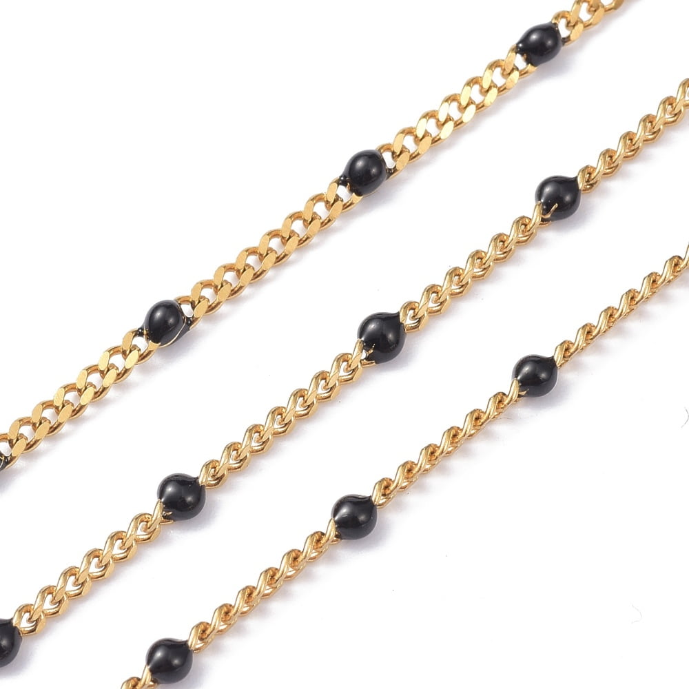 1Roll Ion Plating(IP) 304 Stainless Steel Enamel Curb Chains with Spool ...