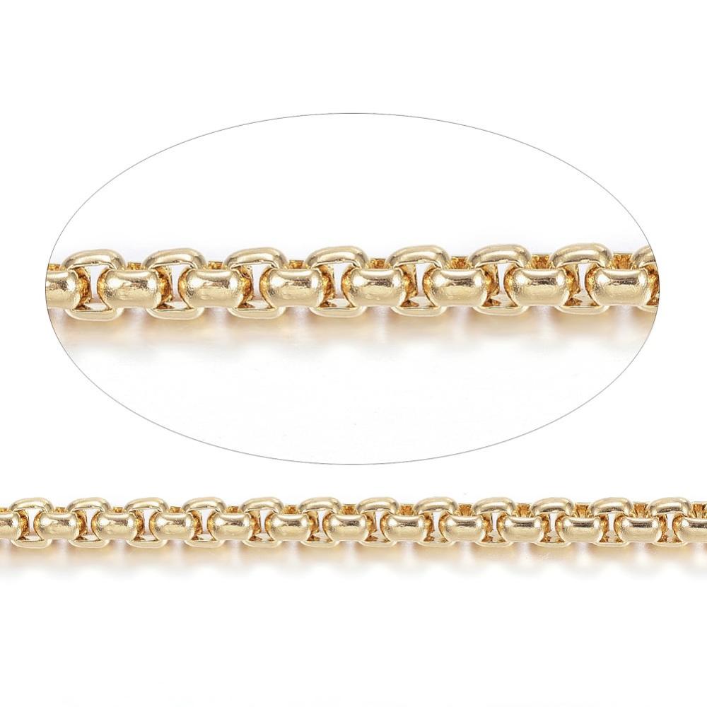 1Roll Ion Plating(IP) 304 Stainless Steel Venetian Chains Box Chains ...
