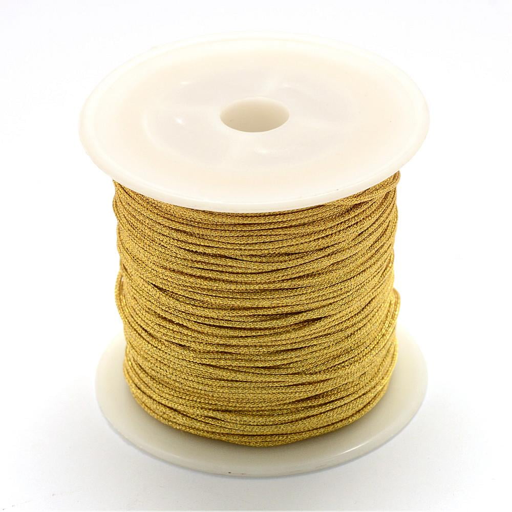 1Roll Nylon Thread with Metallic Cords Gold 0.3mm 185.91 yards(170m ...