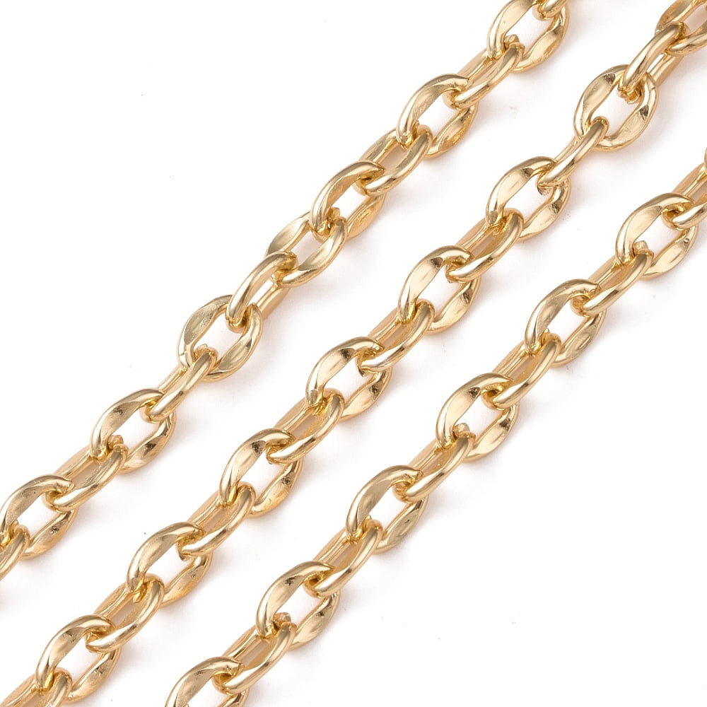 1Roll Oval Oxidation Aluminum Coffee Bean Chains Unwelded Golden Link ...