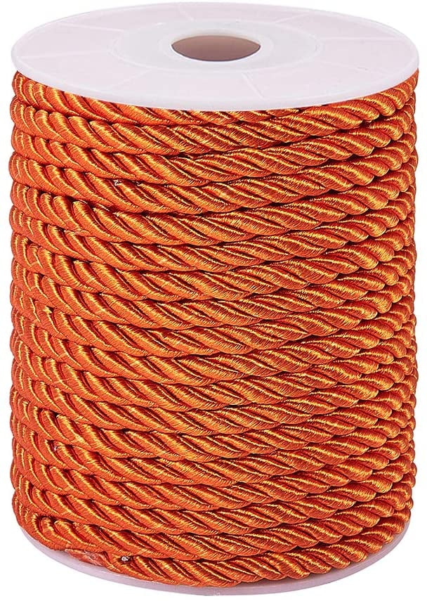 1Roll Polyester Cord Twisted Cord Dark Orange 5mm about 18~19yards/roll ...