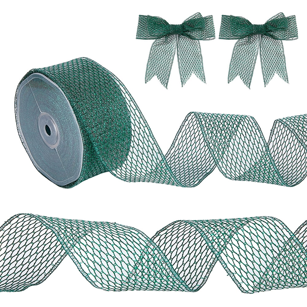 1Roll Polyester Mesh Ribbon Flat Green 1-7/8 inch(49mm) about 19.69 ...