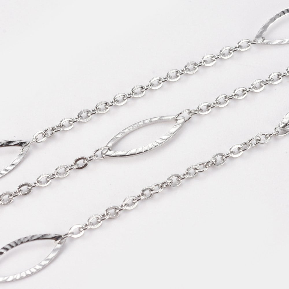 1Roll Tarnish Resistant 304 Stainless Steel Cable Chains with Horse Eye ...