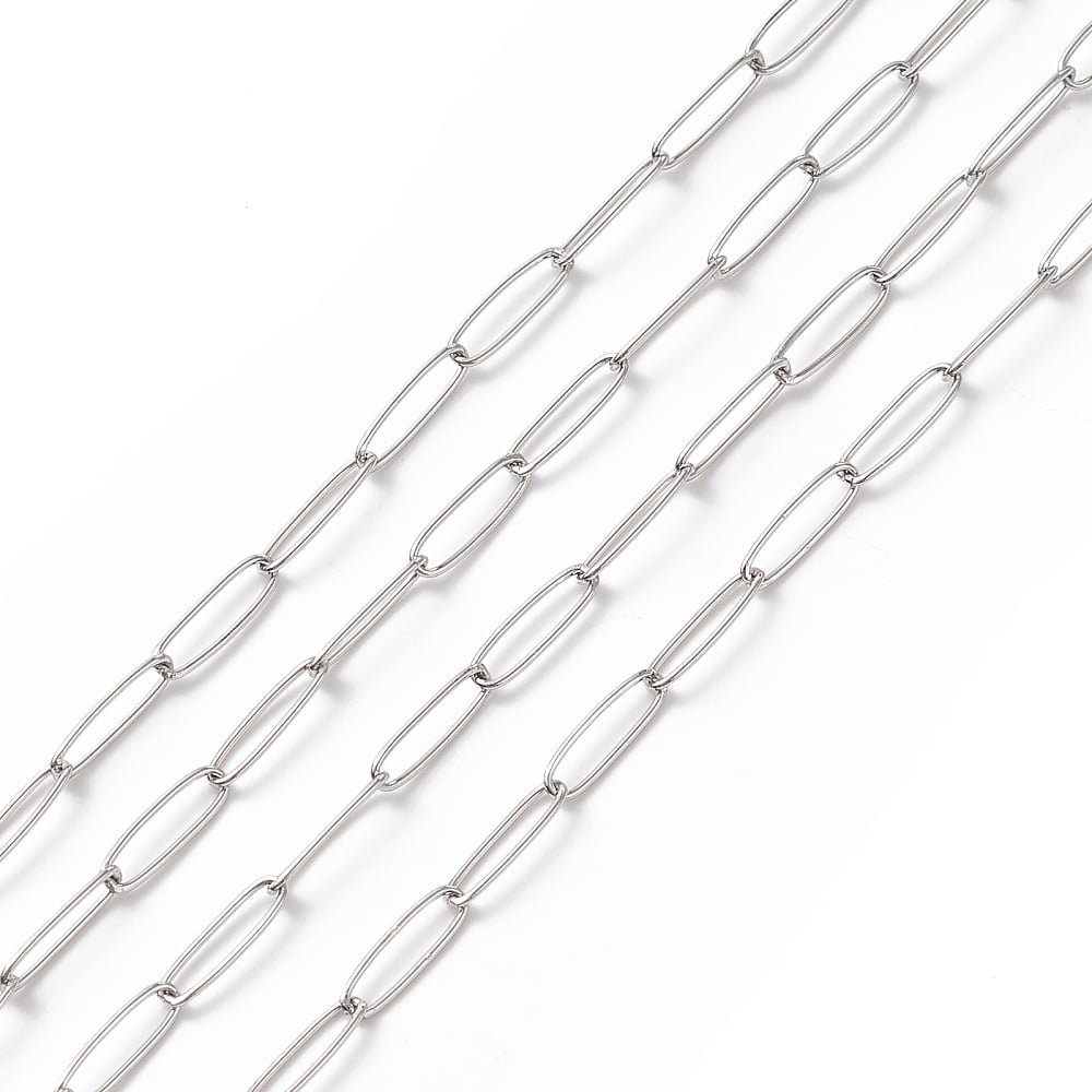 1Roll Tarnish Resistant 304 Stainless Steel Paperclip Chains Soldered ...