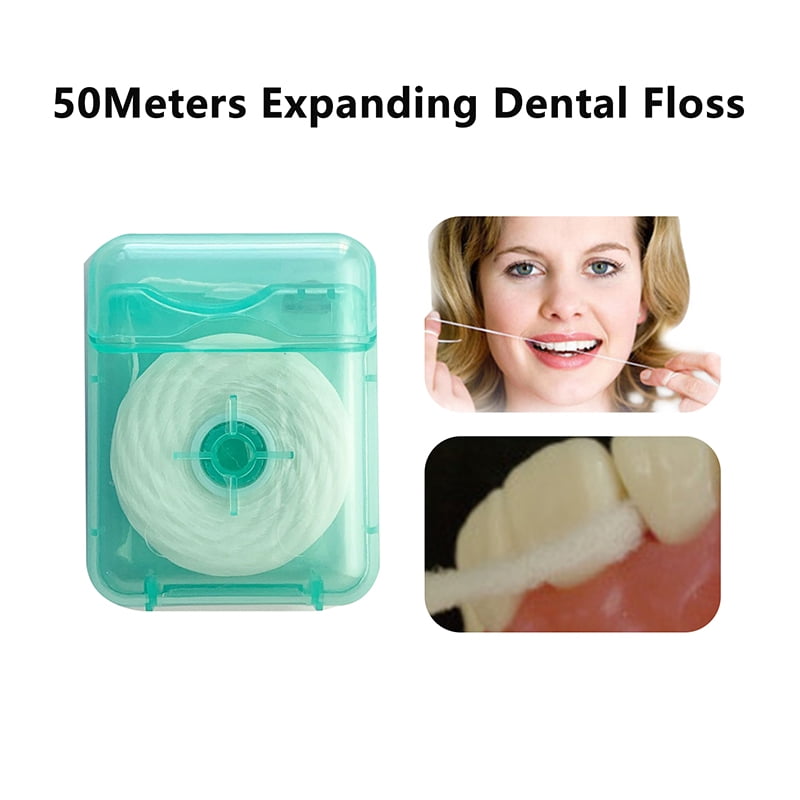 1Roll Water Expanding Dental Floss Roll 50M Fluffy Floss Cleaning Oral ...