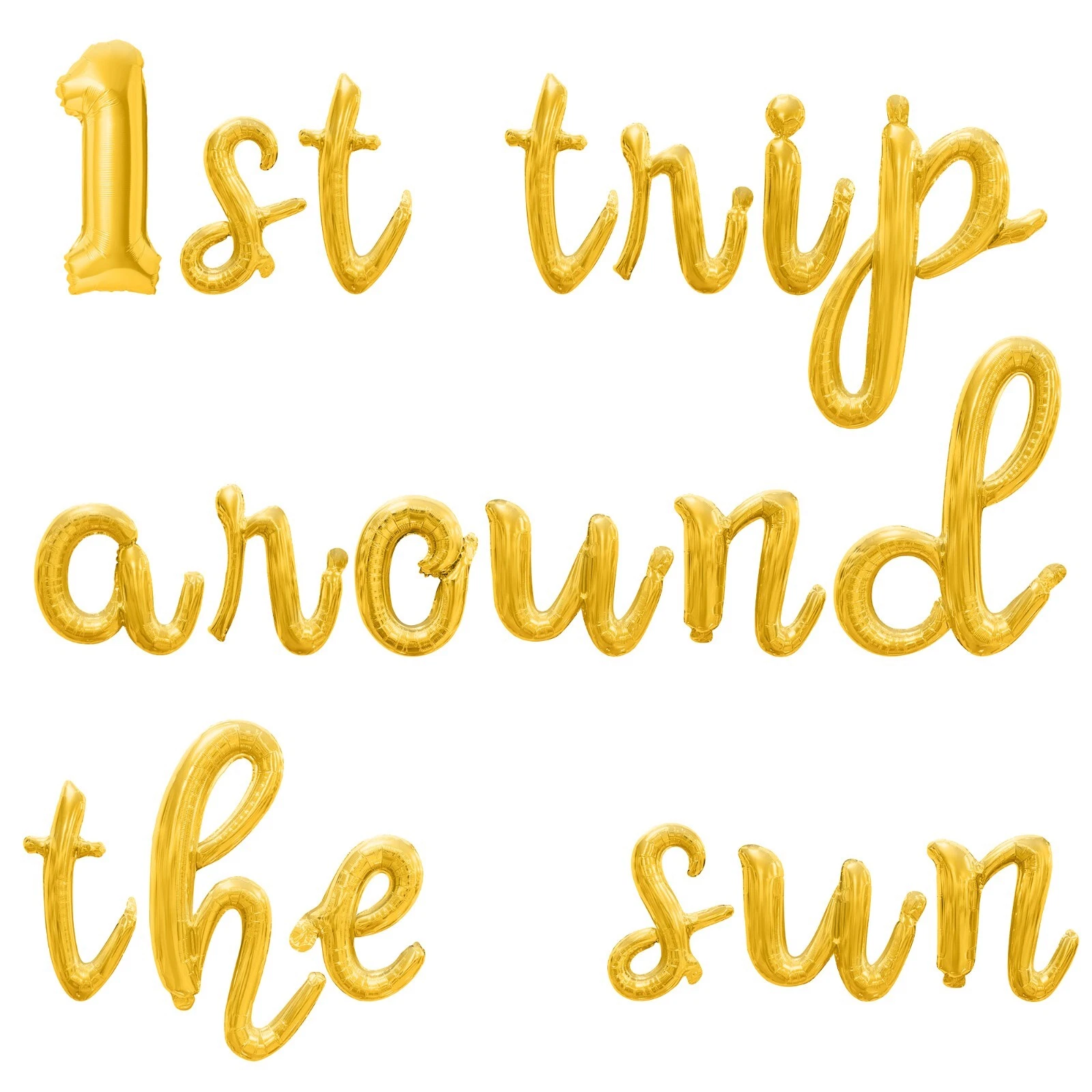 1ST TRIP AROUND THE SUN Cursive Letter Balloon Banner - 1st Birthday ...