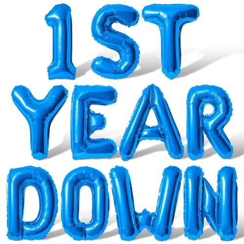 1ST YEAR DOWN Letter Balloon Banner - First Birthday Party Decoration ...