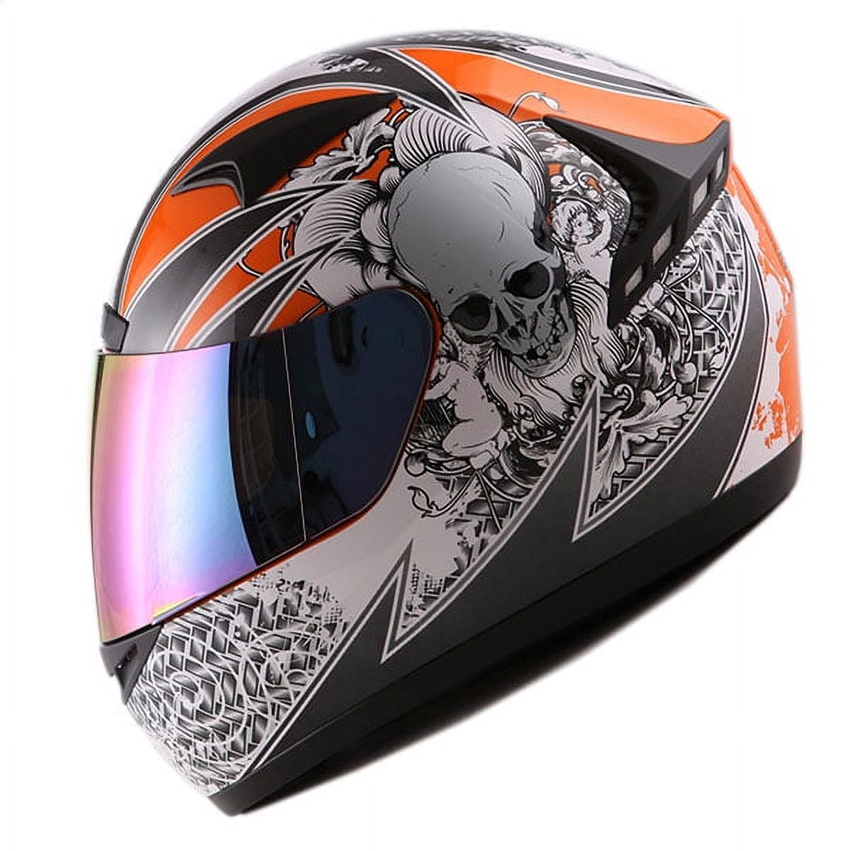 1STORM MOTORCYCLE FULL FACE HELMET BIKE BOOSTER G335CLS SKULL ORANGE ...