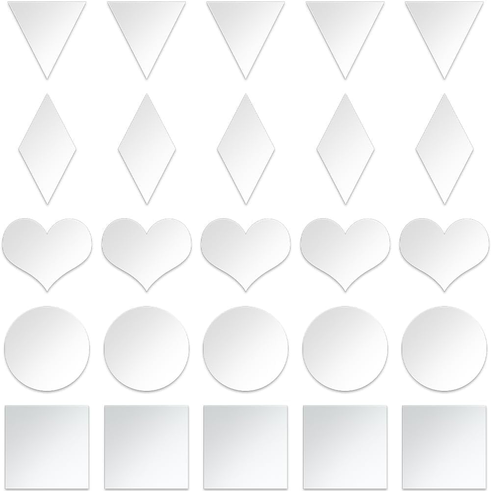 1Set 1 Box 250Pcs 5 Styles Small Mirror Mosaic Tiles Self Adhesive ...