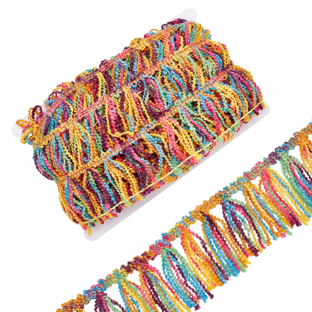 1Set 10 Yards Rainbow Polyester Fringe Trim Ribbons for Clothes Curtain ...