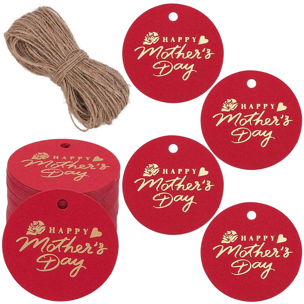 1Set 100Pcs Mother's Day Flat Round Gold Stamp Word Happy Mother' Day ...