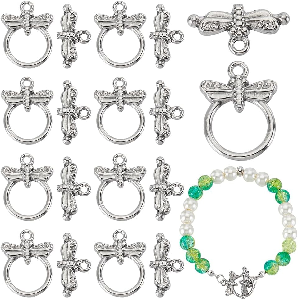 1Set 10Pcs 304 Stainless Steel Toggle Clasps Insect Butterfly Bracelet ...