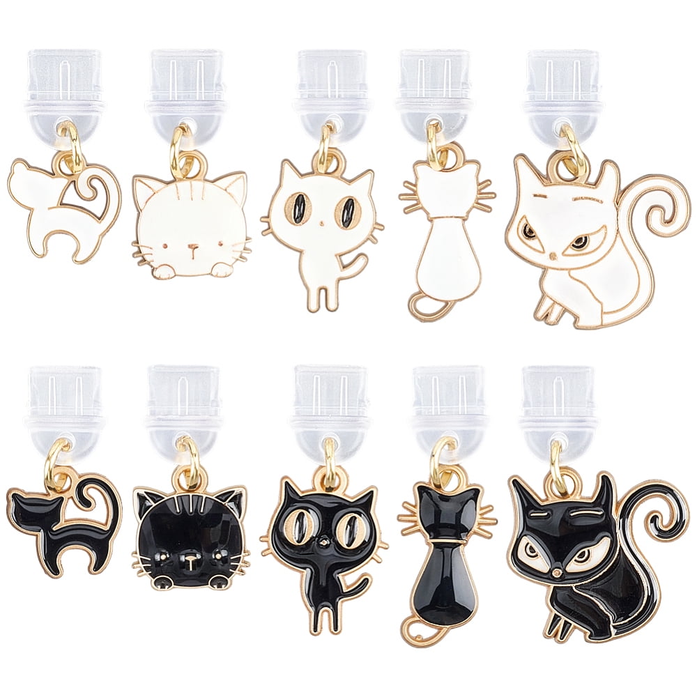 1Set 10Pcs Plastic Mobile Dustproof Plugs with Alloy Enamel Pendants ...
