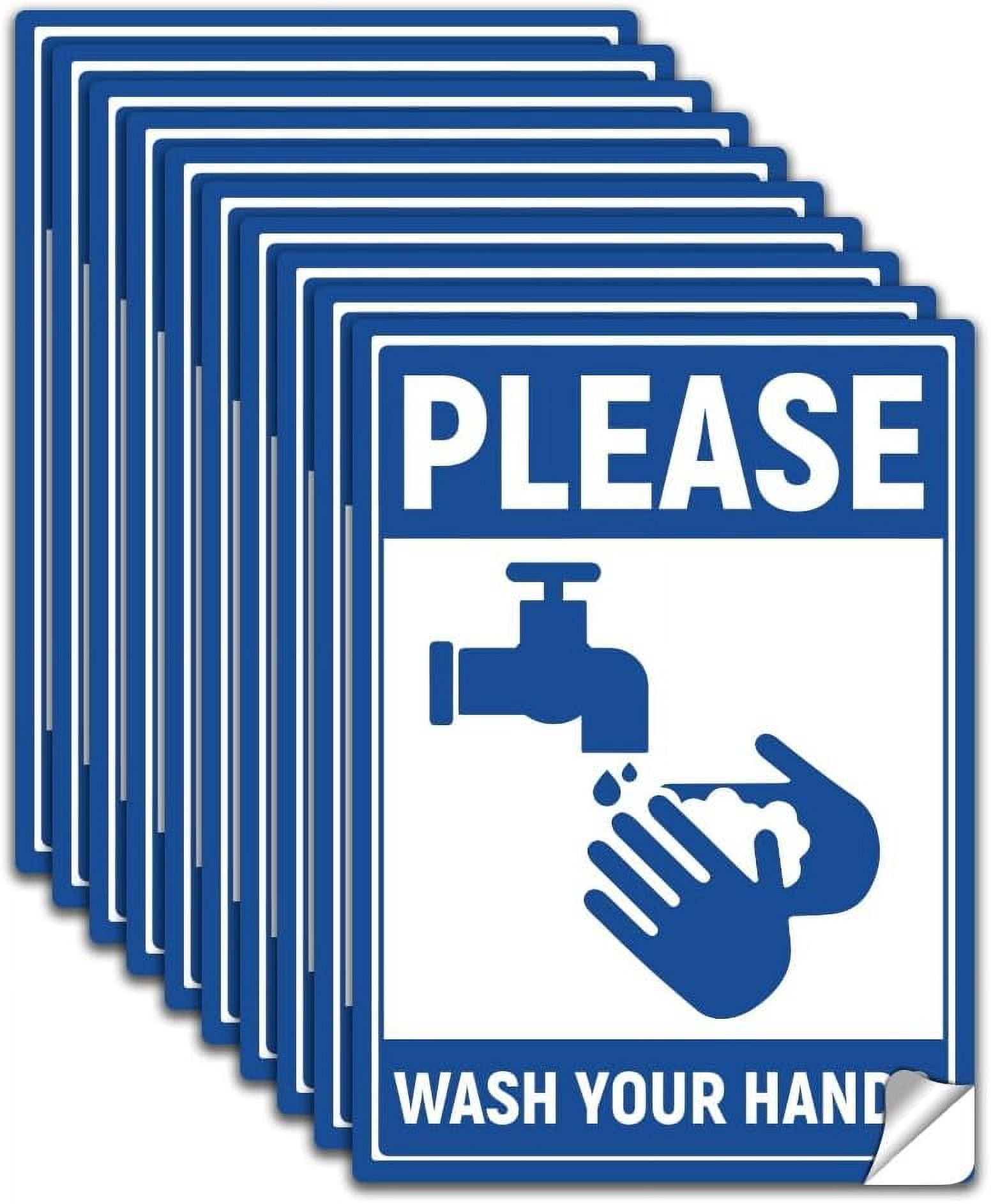1Set 10Pcs Please Wash your Hands Sign Sticker PVC Waterproof Now Wash ...