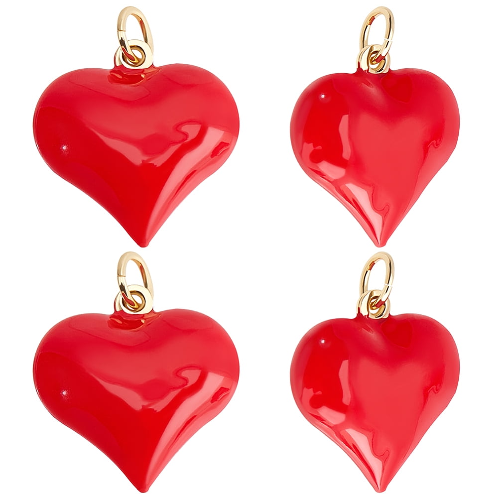 1Set 10Pcs Rack Plating Brass with Enamel Pendants Heart Charms with ...