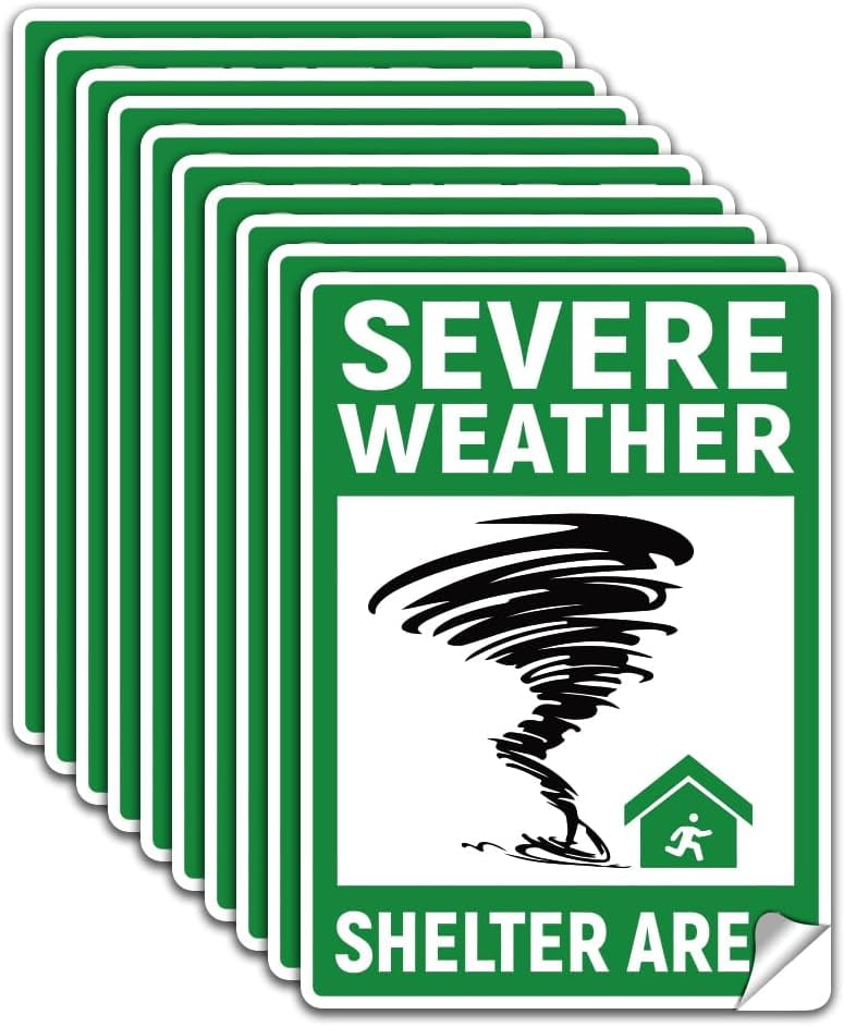 1Set 10Pcs Severe Weather Shelter Area Sign Sticker PVC Green ...
