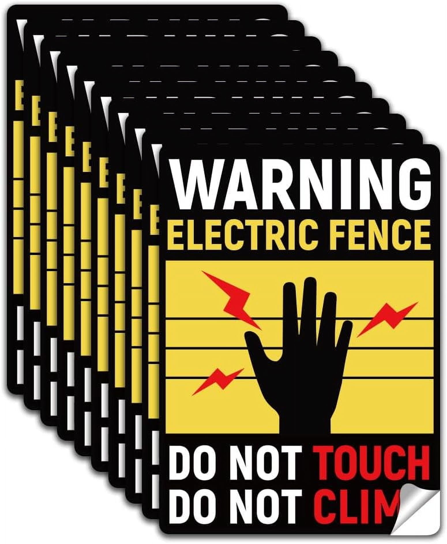 1Set 10Pcs Warning Electric Fence Sign Sticker PVC Waterproof Caution ...