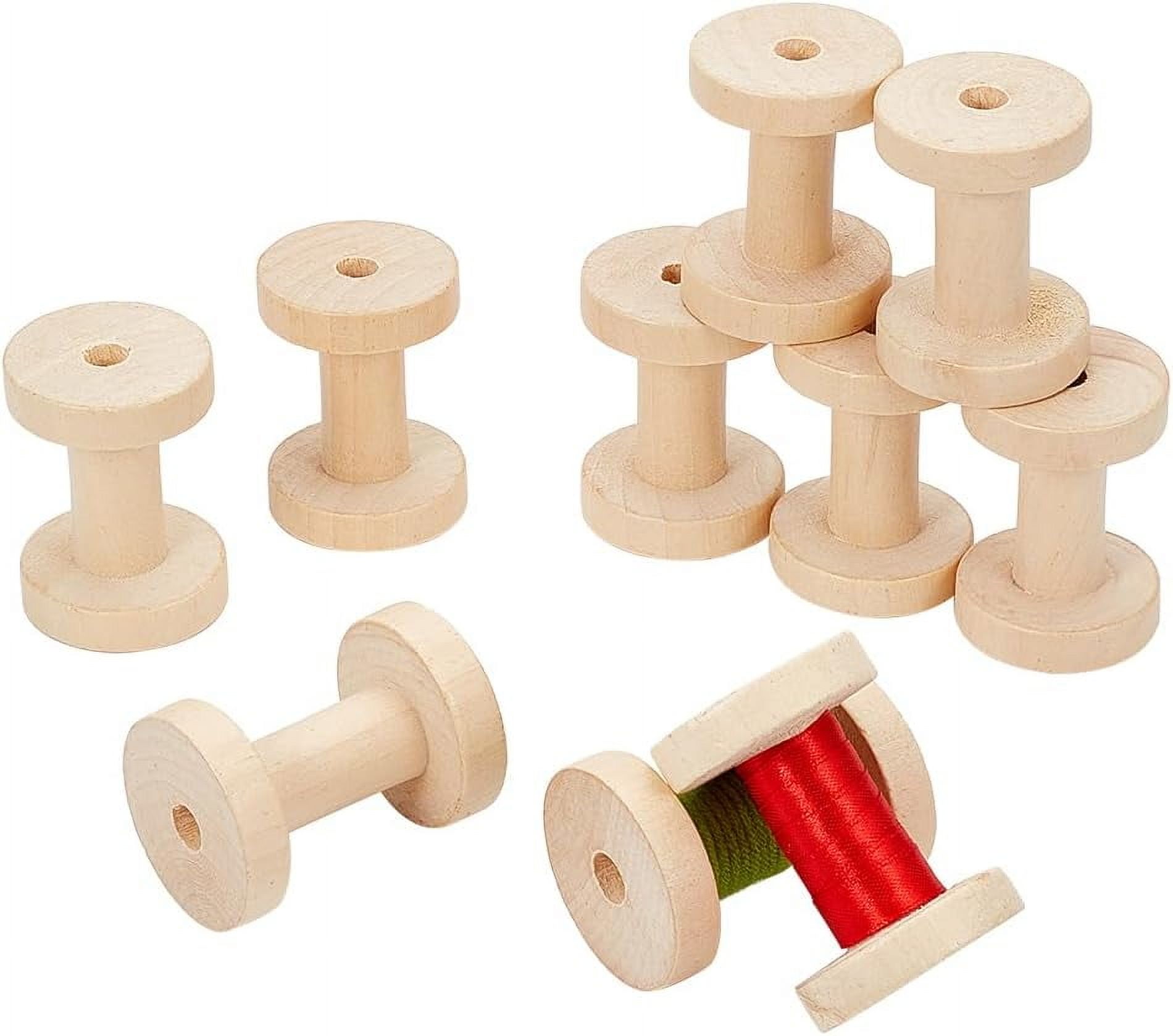 1Set 10pcs Wooden Empty Spool 1.7x2.3 Inch Natural Wood Spool ...