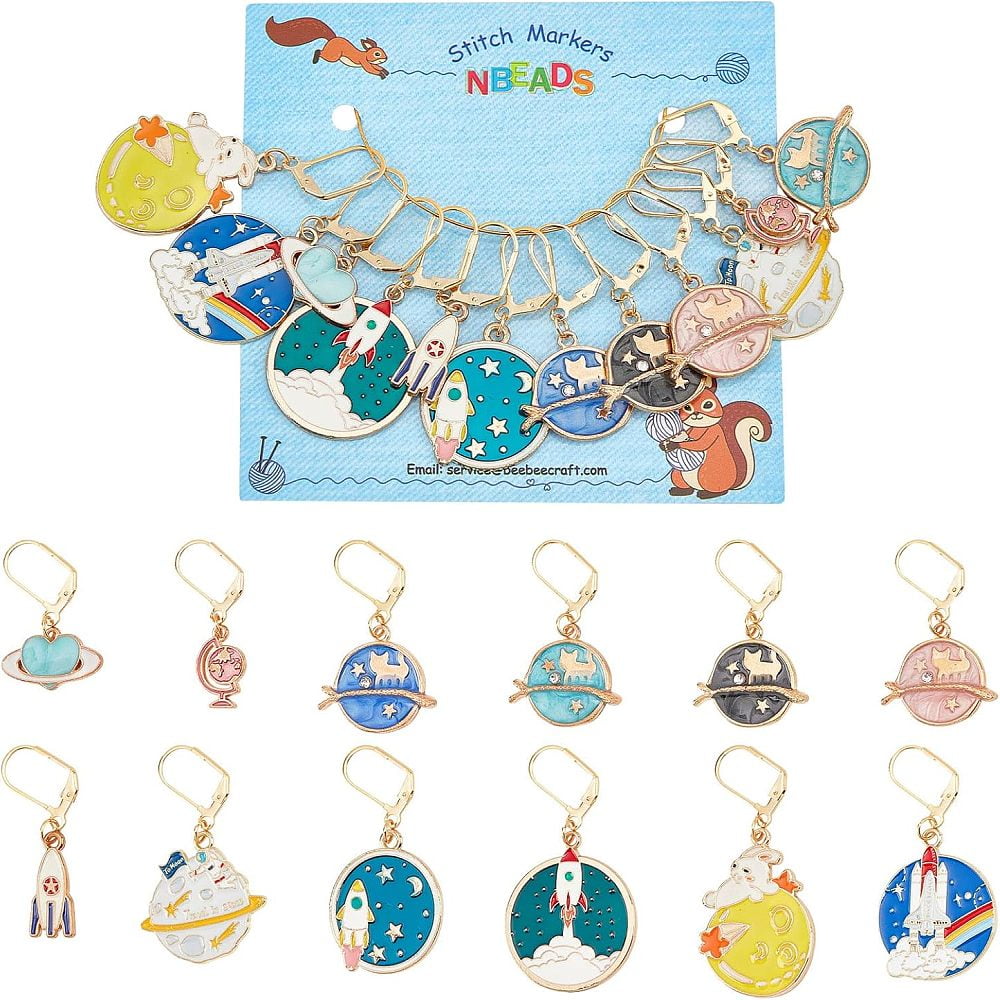1Set 12 Pcs Planet Stitch Markers 12 Styles Cosmic Rocket Crochet ...