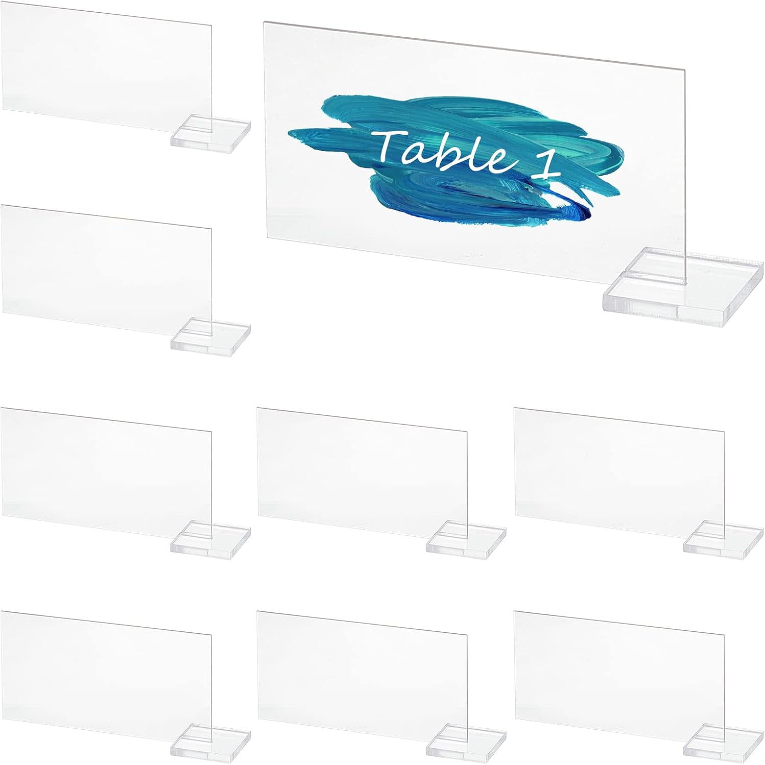 1Set 12 Set Acrylic Place Cards with Holders Horizontal Clear Table ...